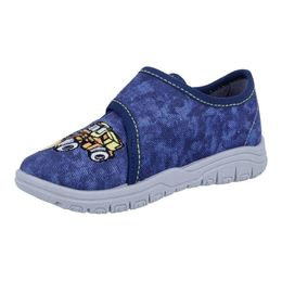 Richter M&auml;dchen Hausschuh "Mailo", Gr. 27dunkelblau, Baumwolle, kontrastfarbene Details, Schuhe, Klettschuh, Kindergartenschuh, Gr&ouml;&szlig;enschablone zum