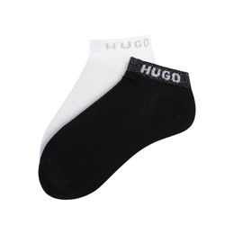 HUGO UNDERWEAR Damen Sneakersocken "2P AS SHINY PIQ CC W", Gr. 35, schwarz-wei&szlig;, Baumwollmischung, Socken, leicht schimmernd