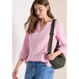 Klassische Bluse Cecil, Damen, Gr. XL (44), light blush rose, Web, 100% Baumwolle, unifarben, klassisch normal, Rundhals, B&uuml;ndchen, Blusen Bluse, mit 3/4 &Auml;rmeln