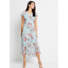 bonprix Damen Chiffonkleid, blau, Gr. 40, Obermaterial: 100% Polyester. Futter: 100% Polyester, Kleider, f&uuml;r eleganten Anlass, aus Polyester,