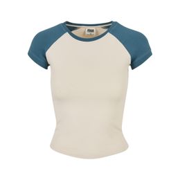 Kurzarmshirt Urban Classics "Urban Classics Damen", Damen, Gr. S, sandwei&szlig;, jasper, 95% Baumwolle, 5% Elasthan, unifarben, slim fit, Rundhals, Shirts