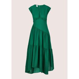 Madeleine Mode Midikleid MADELEINE "Midikleid Baumwollkleid mit Stufenrock", Damen, Gr. 34, N-Gr, gr&uuml;n, Obermaterial: 100% Baumwolle CO., Modern, figurumspielend, Kleider Midikleid, Kleid mit asymetrischen Stufenrock und modernen Teilungsn&auml;hten