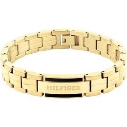 Armband Tommy Hilfiger "PARKER", schwarz (gelbgoldfarben, schwarz), Armb&auml;nder, Damen, 19cm, Edelstahl, Armband, mit Emaille