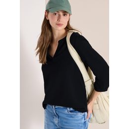 Klassische Bluse Cecil, Damen, Gr. L (42), schwarz, Web, 100% Baumwolle, unifarben, klassisch normal, Rundhals, B&uuml;ndchen, Blusen Bluse, mit 3/4 &Auml;rmeln