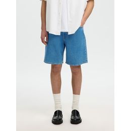 Shorts Selected "SLHREG ALEX L.BLUE 701 DENIM SHORTS NOOS", Herren, Gr. L, N-Gr, light blau denim, Web, Obermaterial: 99% Baumwolle, 1% Elasthan, unifarben, regular fit, Hosen Shorts