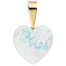 Herzanh&auml;nger Jobo "Anh&auml;nger Herz", gold (gelbgold 333), Schmuckanh&auml;nger, Damen, Gelbgold 333, 333 Gold mit einem synthetischen Opal