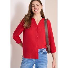 Longbluse Cecil, Damen, Gr. M (40), fresh rot, Web, 55% Leinen, 45% Viskose, unifarben, klassisch normal, Rundhals, B&uuml;ndchen, Blusen Longbluse, mit 3/4 &Auml;rmeln