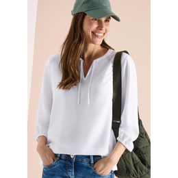 Langarmbluse Cecil, Damen, Gr. 3XL, wei&szlig;, Stoff, 100% Viskose, unifarben, klassisch normal, Rundhals, elastischer Bund, Blusen, aus softer Viskose