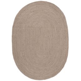 Teppich CarpetFine "Nele Juteteppich Naturfaser", taupe, B:80cm H:6mm L:150cm, Jute, Teppiche, Teppich, geflochtener Wendeteppich aus 100%Jute, in rund und oval, viele Gr&ouml;&szlig;en