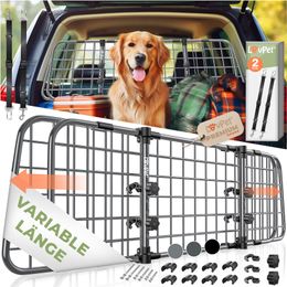 LovPet&reg; Hundegitter Auto, Autoschutzgitter Trenngitter Universal, verstellbare Breite, Kopfst&uuml;tze Kofferraum Autogitter Ma&szlig;e HxB 30 x 92-152 cm Kofferraumgitter,+ 2x Sicherheitsgurt f&uuml;r Hunde