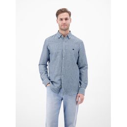 Leinenhemd Lerros "Gestreiftes Langarmhemd aus Leinen-Baumwoll-Mix", Herren, Gr. 3XL, Normalgr&ouml;&szlig;en, classic navy, 55% Leinen, 45% Baumwolle, Hemden, Gestreift, 55% Leinen, 45% Baumwolle, Button‑down, 2‑Knopf
