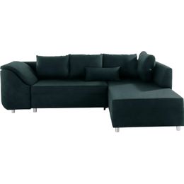 Ecksofa Collection AB "Sally L-Form", gr&uuml;n (flaschengr&uuml;n), B:256cm H:87cm T:165cm, Microfaser PRIMABELLE (100% Polyester) / Struktur (80% Polyester, 20% Acryl);Struktur (80% Polyester, 20% Acryl);Kunstleder SOFTLUX / Struktur (80% Polyester, 20% Acryl);Microfaser PRIMABELLE (100% Polyester) / Cord (100% Polyester), Sofas, Ecksofa, mit und ohne Bettfunktion, inklusive loser R&uuml;cken- und Zierkissen