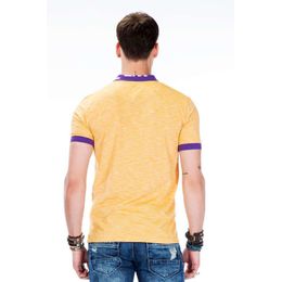 Cipo & Baxx CIPO & BAXX Herren T-Shirt "T-Shirts", gelb, Gr. L, meliert, 50% Baumwolle, 50% Polyester, Shirts, mit melierter Optik, CT-416