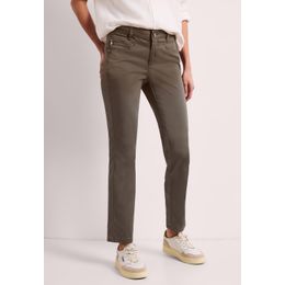 Stoffhose Street One, Damen, Gr. 34, L&auml;nge 30, cold brew braun, Web, 97% Baumwolle, 3% Elasthan, unifarben, normal normal, Hosen Stoffhose, aus Baumwolle mit Stretchanteil
