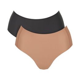 High-Waist-Slip Sloggi "ZERO Feel 2.0", Damen, Gr. M, braun (braun, schwarz combination), Obermaterial: 76% Polyamid, 24% Elasthan, Unterhosen High-Waist-Slip, unsichtbar unter der Kleidung, Topseller