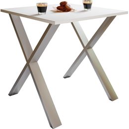 Esstisch Vcm "Premium Holz Esstisch K&uuml;chentisch Xona X 80x80", wei&szlig; (silber, wei&szlig;), B:80cm T:80cm, Tische, Esstisch