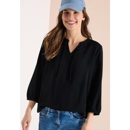 Langarmbluse Cecil, Damen, Gr. M (40), schwarz, Stoff, 100% Viskose, unifarben, klassisch normal, Rundhals, elastischer Bund, Blusen, aus softer Viskose