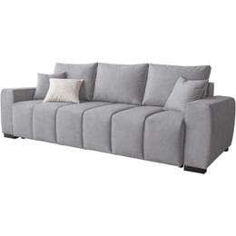 Schlafsofa Home Affaire "Bello", hellgrau, B:239cm, 100% Polyester, Sofas, Schlafsofa, mit Bettfunktion, Bettkasten, Frei im Raum stellbar, Federkern