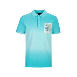 19V69 Italia Poloshirt 'Emilio Dip' Herren Gr&ouml;&szlig;e M t&uuml;rkis / wei&szlig;