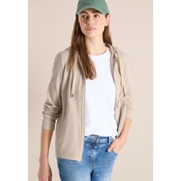 Cardigan Cecil, Herren, Gr. XL (44), pearl beige, Web, 80% Baumwolle, 15% Polyester, 5% Elasthan, unifarben, comfort fit normal, ohne Ausschnitt, B&uuml;ndchen, Strickjacken, mit Kapuze