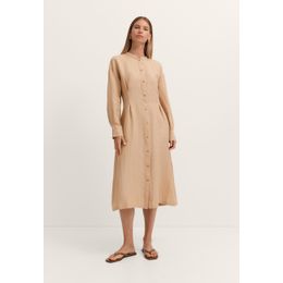 Blusenkleid Bugatti, Damen, Gr. 44, Normalgr&ouml;&szlig;en, 50, beige, 58% Leinen, 27% Polyester, 15% Viskose, gestreift, normal, Kleider Blusenkleid, Modern Fit mit Streifen