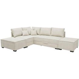 Ecksofa Home Affaire "Night & Day L-Form, Breite 316 cm mit Dauer-Schlaffunktion", cream, B:316cm T:215cm, 100% Polyester, Sofas, Ecksofa, inkl. Bettfunktion, Bettkasten und Keder, Boxspringbett 180x200 cm