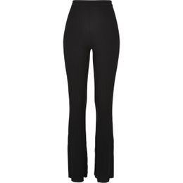 Leggings Urban Classics "Urban Classics Damen Ladies Flared Rib Knit Leggings", Damen, Gr. XL, US-Gr&ouml;&szlig;en, schwarz, 35% Polyacryl, 35% Viskose, 30% Polyamid, unifarben, normal, Hosen Leggings