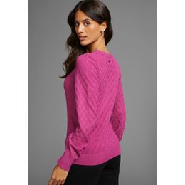 Laura Scott Damen Rundhalspullover, pink, Gr. 48, meliert, Feinstrick, Obermaterial: 50% Viskose, 28% Polyester, 22% Polyamid, Pullover, mit