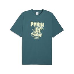 Puma Damen T-Shirt "Graphic Relaxed Breakfast T-Shirt Herren"emerald ice gr&uuml;n, Gr. L, bedruckt, Obermaterial: 100% Baumwolle; Rippe: 20% Polyester,