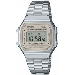 Chronograph CASIO VINTAGE, silber (taupe, silberfarben), Armbanduhren, Damen, Chronograph, Quarzuhr, Armbanduhr,Damenuhr, Herrenuhr, Digitaluhr, Edelstahlarmband