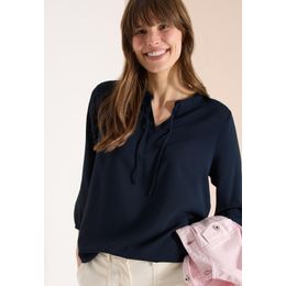 Langarmbluse Cecil, Damen, Gr. S (38), universal blau, Stoff, 100% Viskose, unifarben, klassisch normal, Rundhals, elastischer Bund, Blusen, aus softer Viskose