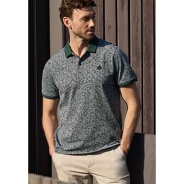 Poloshirt Street One MEN, Herren, Gr. L (42), sea gr&uuml;n, Web, 100% Baumwolle, gemustert, normal normal, hoch geschlossener Ausschnitt, abgesteppt, Shirts, aus reiner Baumwolle