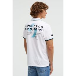 Poloshirt CAMP DAVID, Damen, Gr. 4XL, wei&szlig;, Piqu&eacute;, Material: 100% Baumwolle, bedruckt, regular fit normal, hoch geschlossener Ausschnitt, eingesetzt B&uuml;ndchen, Shirts, aus Baumwolle