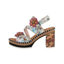 Laura Vita Damen High-Heel-Sandalette "Laura Vita Sandalen Leder", Gr. 38, bunt, Leder, Schuhe