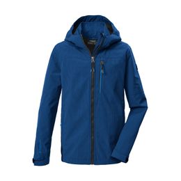 Softshelljacke Killtec "KOS 143 BYS SFTSHLL JCKT", Jungen, Gr. 128, denim, Oberseite: 100% Polyester;R&uuml;ckseite: 100% Polyester;Futter: 100% Polyester, Jacken Softshelljacke, Winddichte, wasserabweisende Softshelljacke mit Karomuster