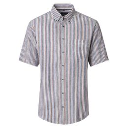 Kurzarmhemd Casamoda "Casamoda Leinenhemd Kurzarm gestreift", Herren, Gr. M, Normalgr&ouml;&szlig;en, blau, 50% Leinen, 50% Baumwolle, gestreift, l&auml;ssig geschnitten, Hemden
