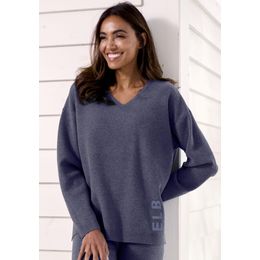ELBSAND Damen Sweater, Gr. 48, blau, Feinstrick, Obermaterial: 50% Viskose, 28% Polyester, 22% Polyamid, meliert, unifarben, Sweatshirts, aus