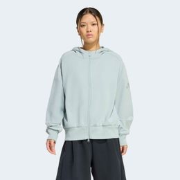 Kapuzensweatshirt adidas Sportswear "SOFT LUX, REISSVERSCHLUSS", Damen, Gr. XXL, wonder sage, Obermaterial: 51% Polyester, 25% Modal, 15% Baumwolle, 9% Elasthan, angesetztes B&uuml;ndchen, Sweatshirts Kapuzensweatshirt