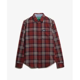 Superdry Herren Langarmhemd "L/S COTTON LUMBERJACK SHIRT", rot, Gr. XL, kariert, Web, Obermaterial: 100% Baumwolle, Hemden, Regular Fit, aus