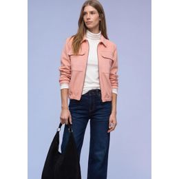 Street One Damen Lederimitatjacke, rosa, Gr. 46, unifarben, Stoff, 92% Polyester, 8% Elasthan, Jacken, in Velours-Optik