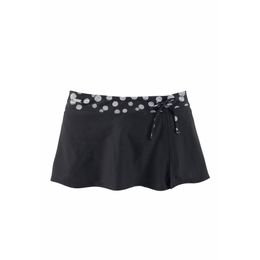 Lascana Damen Bade-Rock, schwarz-wei&szlig;, Gr. 36, gepunktet, Polyamid, Badehosen, mit integrierter Bikinihose und bedrucktem B&uuml;ndchen