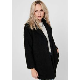 Kurzmantel Only "ONLAURELIA SHERPA COAT", Damen, Gr. M, schwarz, Pl&uuml;sch, Obermaterial: 100% Polyester, unifarben, figurumspielend ca. Mitte Oberschenkel, V-Ausschnitt, M&auml;ntel Kurzmantel, aus Teddypl&uuml;sch