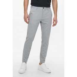 Only & Sons Chinos ONLY & SONS "ONSMARK SLIM DITSY 020934 PANT NOOS", Herren, Gr. 33, L&auml;nge 32, blau fog detail:lgm, Web, Obermaterial: 64% Viskose, 31% Polyester, 5% Elasthan, unifarben, slim fit lang, Hosen Chinos, Viskosemischung, slim fit