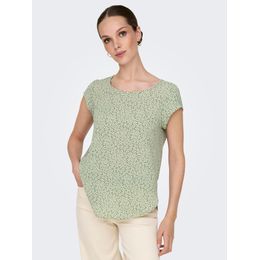 Shirtbluse Only "ONLVIC S/S AOP TOP NOOS PTM", Damen, Gr. 34, lilypad aop:marekka small graphic, Web, Obermaterial: 97% Polyester, 3% Elasthan, bedruckt, regular fit h&uuml;ftlang, Rundhals, Blusen Shirtbluse, mit Allover Druck
