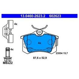 ATE Bremsbelagsatz, Scheibenbremse 13.0460-2623.2 hinten rechts links mit Zubeh&ouml;r f&uuml;r PEUGEOT CITRO&Euml;N VAUXHALL OPEL 3649110 1631831780 1616872680