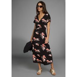 Laura Scott Damen Sommerkleid, schwarz, Gr. 38, gebl&uuml;mt, Jersey, Obermaterial: 95% Viskose, 5% Elasthan, Kleider, mit romantischem Blumendruck und