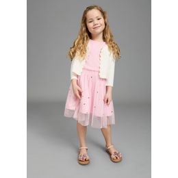 Kidsworld M&auml;dchen Jerseykleid "Kleid mit T&uuml;llrock und Wende-Pailletten", rosa, Gr. 92, Glitzermuster, mehrfarbig, Interlock, Obermaterial: 100%