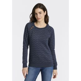Sweatshirt Ragwear "DARIA ZIG ZAG O", Damen, Gr. XS, navy, Sweatware, Obermaterial: 65% Baumwolle, 35% Polyester, gemustert, normal, Rundhals, Rippb&uuml;ndchen, Sweatshirts Sweatshirt, mit Zierkn&ouml;pfen am Ausschnitt