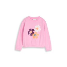 Sweater Tom Tailor, M&auml;dchen, Gr. 92/98, lovely pink, Sweatware, Obermaterial: 70% Baumwolle, 30% Polyester, bedruckt, normal h&uuml;ftbedeckend, Rundhals, elastischer Bund, Sweatshirts Sweater, mit Blumen-Pailetten