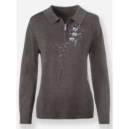 CLASSIC Damen Polokragenpullover "Pullover", grau, Gr. 40, unifarben, 85% Polyacryl, 10% Polyester, 5% metallisierte Fasern, Pullover